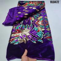 China Supoo Good quality African Velvet Embroidery Fabric with Sequins For wedding/Party for sale