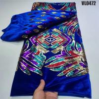 China Supoo Good quality African Velvet Embroidery Fabric with Sequins For wedding/Party for sale
