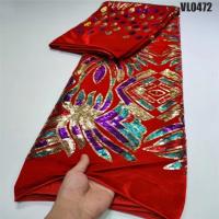 China Supoo Good quality African Velvet Embroidery Fabric with Sequins For wedding/Party for sale