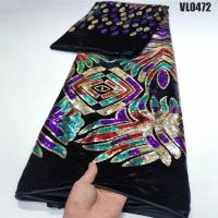 China Supoo Good quality African Velvet Embroidery Fabric with Sequins For wedding/Party for sale