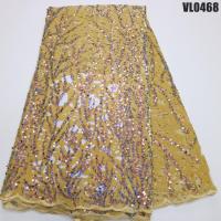 China Supoo High quality velvet lace with sequins nigerian dress Senegal/Ghana lace fabric for  wedding for sale