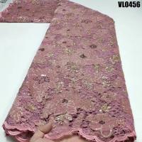 China Supoo green flocking velvet lace Nigerian lace embroidery african lace fabric Senegal dress for wedding for sale