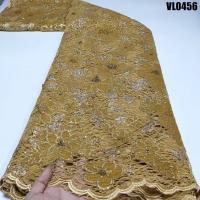 China Supoo green flocking velvet lace Nigerian lace embroidery african lace fabric Senegal dress for wedding for sale