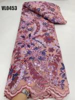 China Supoo Wholesale Price Velvet Lace Nigerian Lace Embroidery with Sequins Unique Mesh Fabric 100% Polyester Water Soluble for sale