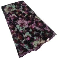 China Supoo Good Double Color Flocking Velvet Lace with Sequins Unique Style Wedding Fabric for sale