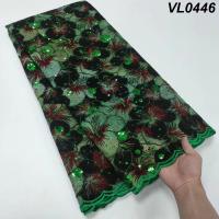 China Supoo Good Double Color Flocking Velvet Lace with Sequins Unique Style Wedding Fabric for sale