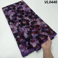 China Supoo Good Double Color Flocking Velvet Lace with Sequins Unique Style Wedding Fabric for sale