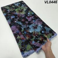China Supoo Good Double Color Flocking Velvet Lace with Sequins Unique Style Wedding Fabric for sale