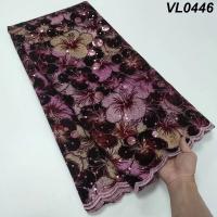 China Supoo Good Double Color Flocking Velvet Lace with Sequins Unique Style Wedding Fabric for sale