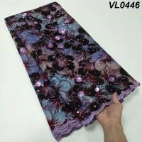 China Supoo Good Double Color Flocking Velvet Lace with Sequins Unique Style Wedding Fabric for sale
