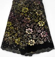 China Supoo popular flocking velvet lace Senegal lace african lace fabric for party for sale