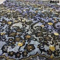 China Supoo Aso ebi design flocking velvet lace with sequins Senegal lace fabric for sale