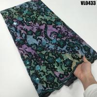 China Supoo Aso ebi design flocking velvet lace with sequins Senegal lace fabric for sale