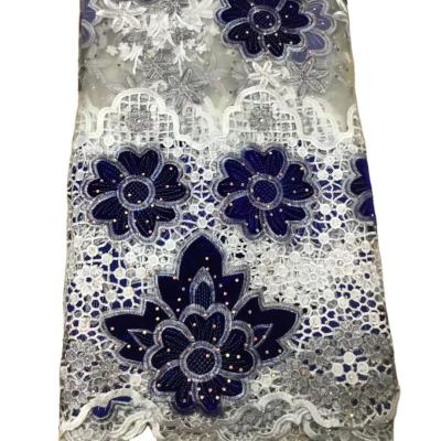 China Supoo 2022 Luxurious  velvet lace with stones african lace fabric embroidery Evening dress for sale