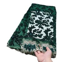 China Water Soluble Supoo Tulle Lace with Velvet African Lace/Senegal Fabric Wedding Dress for sale