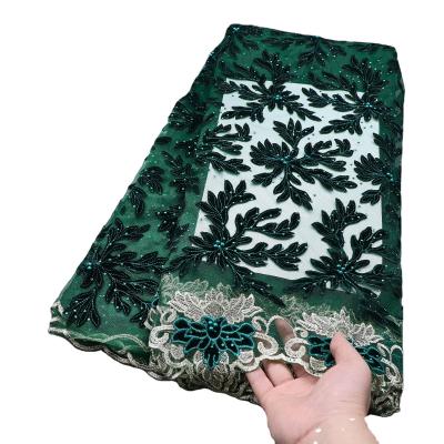 China Water Soluble Supoo Tulle Lace with Velvet African Lace/Senegal Fabric Wedding Dress for sale