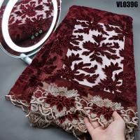 China Other Decoration Supoo Tulle Lace with Velvet African Lace/Senegal Fabric Wedding Dress for sale
