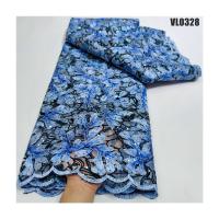 China Pretty flocking velvet lace wedding african lace fabric bridal dress Dubai lady fabric for party Austria clothing for sale