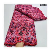 China Pretty flocking velvet lace wedding african lace fabric bridal dress Dubai lady fabric for party Austria clothing for sale