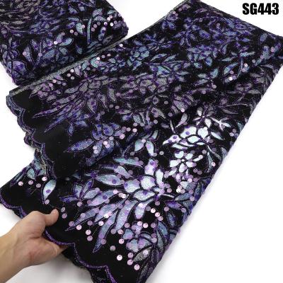 China Silk Velvet Fabric African Lace Fabric Unique Flocking Velvet Lace for Party Decoration for sale