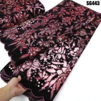 China Silk Velvet Fabric African Lace Fabric Unique Flocking Velvet Lace for Party Decoration for sale