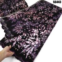 China Silk Velvet Fabric African Lace Fabric Unique Flocking Velvet Lace for Party Decoration for sale