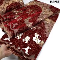 China 2021 the newestv designs high quality velvet lace fabrics with sequins for wedding party for sale