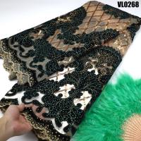 China 2021 the newestv designs high quality velvet lace fabrics with sequins for wedding party for sale
