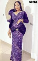 China Sequins Decoration Wedding/Party Dress Nice Flocking Velvet Lace African Lace Fabric for sale