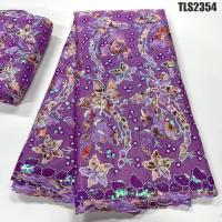 China Durable Mixed Color Flower Embroidered Velvet Lace Fabric with Sequins and Stones for sale