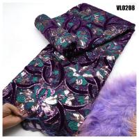 China 2021 the latest net lace with velvet mulit-color embroidery lace fabric with sequins for sale
