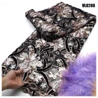 China 2021 the latest net lace with velvet mulit-color embroidery lace fabric with sequins for sale