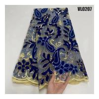 China Tulle Lace with Velvet Lace Fabric Flower Embroidered French Multi Color Guipure Lace for sale