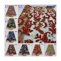 China Tulle Lace with Velvet Lace Fabric Flower Embroidered French Multi Color Guipure Lace for sale