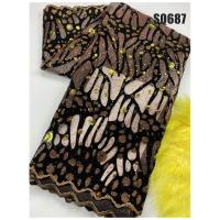 China The latest high quality flocking velvet lace fabrics for african ladies party dress with sequins sewing accessories for party for sale