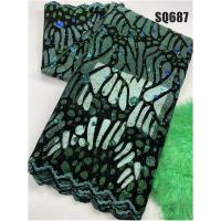China The latest high quality flocking velvet lace fabrics for african ladies party dress with sequins sewing accessories for party for sale