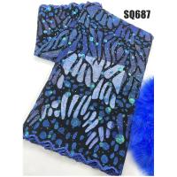 China The latest high quality flocking velvet lace fabrics for african ladies party dress with sequins sewing accessories for party for sale