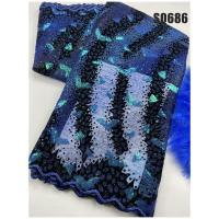 China New styles flocking velvet lace with sequins african lace Senegal dress for party Ghana lace fabric women clothing for sale