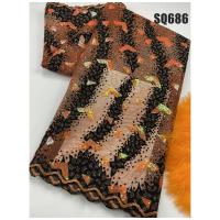 China Party and Ghana Lace Fabric Styles Flocking Velvet Lace Senegal Dress with Sequins for sale