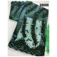 China Party and Ghana Lace Fabric Styles Flocking Velvet Lace Senegal Dress with Sequins for sale