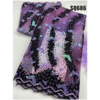 China Party and Ghana Lace Fabric Styles Flocking Velvet Lace Senegal Dress with Sequins for sale