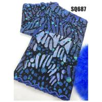 China 2021 African Wedding Flocking Velvet Lace with Sequins Embroidery in Silk Fabric for sale