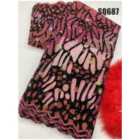 China 2021 African Wedding Flocking Velvet Lace with Sequins Embroidery in Silk Fabric for sale