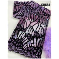 China 90 Yards of Flocking Velvet Lace and Sequins Embroidery The Ultimate Wedding Choice for sale