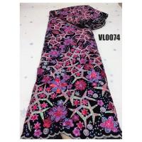 China Nice colorful velvet lace african lace with sequins embroidery lace fabric for wedding dress nigerian women clothing for sale