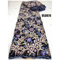 China Nice colorful velvet lace african lace with sequins embroidery lace fabric for wedding dress nigerian women clothing for sale