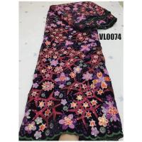 China Nice colorful velvet lace african lace with sequins embroidery lace fabric for wedding dress nigerian women clothing for sale