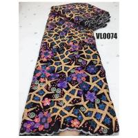 China Nice colorful velvet lace african lace with sequins embroidery lace fabric for wedding dress nigerian women clothing for sale