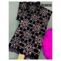 China Nice african lace embroidery velvet lace fabrics with sequins for dress for sale