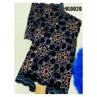 China Nice african lace embroidery velvet lace fabrics with sequins for dress for sale